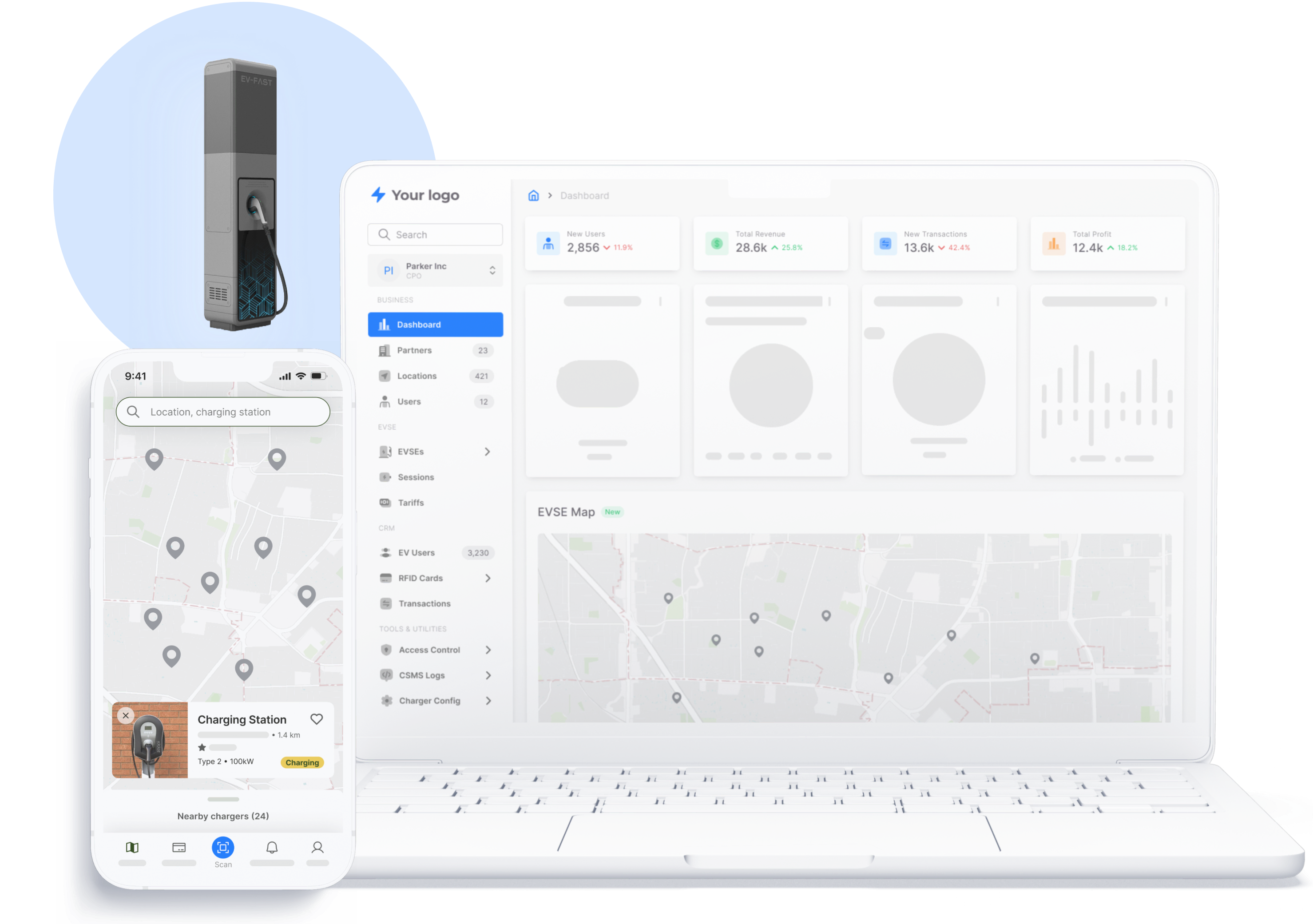 White-Labeled EV Charging Management Platform - Evoltsoft